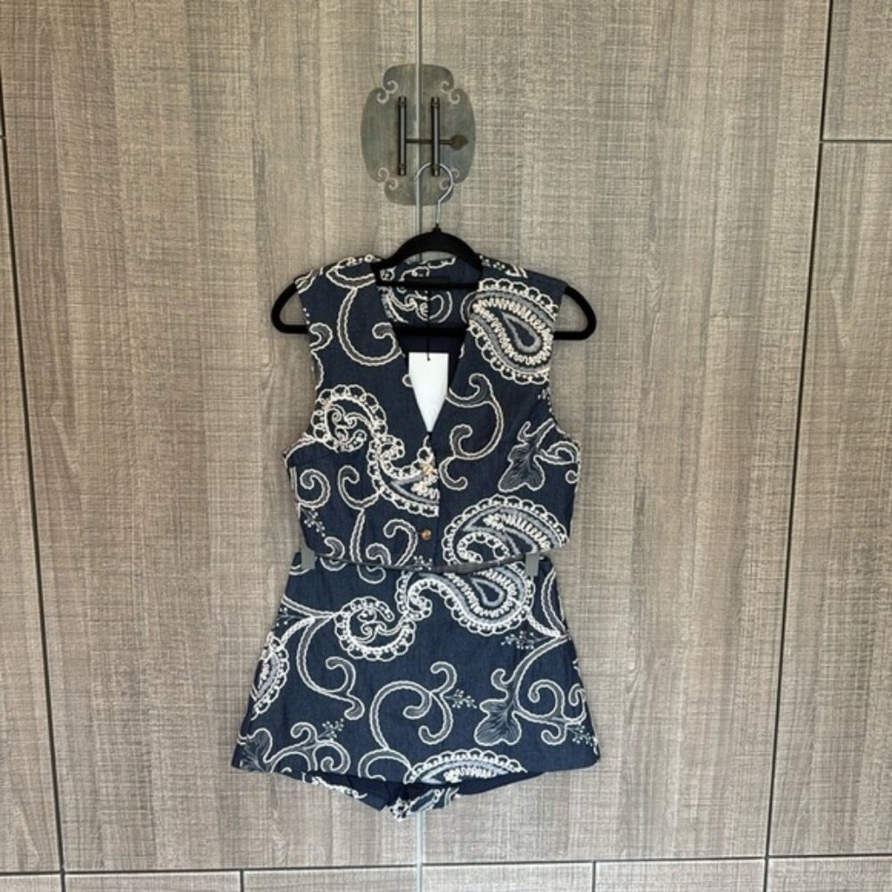Zara Embroidered Vest And Skort Set - Gem